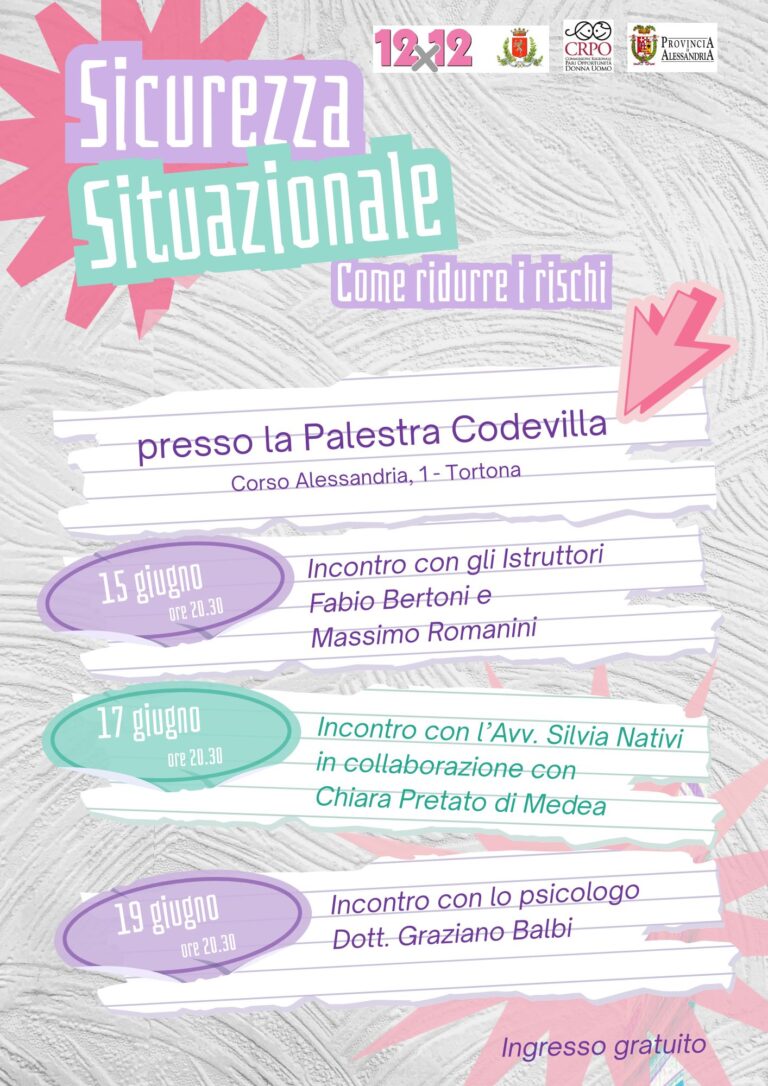 Tortona: “Sicurezza situazionale, come ridurre i rischi”. Tre serate ...